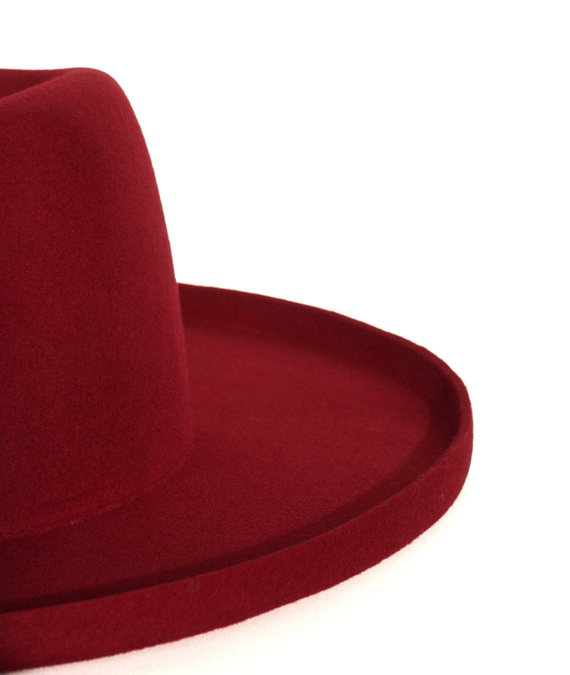 Red Wide Brim Wool Hat | Fedora, Boater Hat, Wide Brimmed Rancher ...